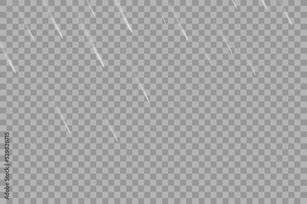 Set of Rain transparent template background. Falling water drops ...