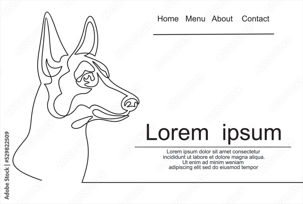 Vector isolated doberman dog head line art single line drawing. Stock ...