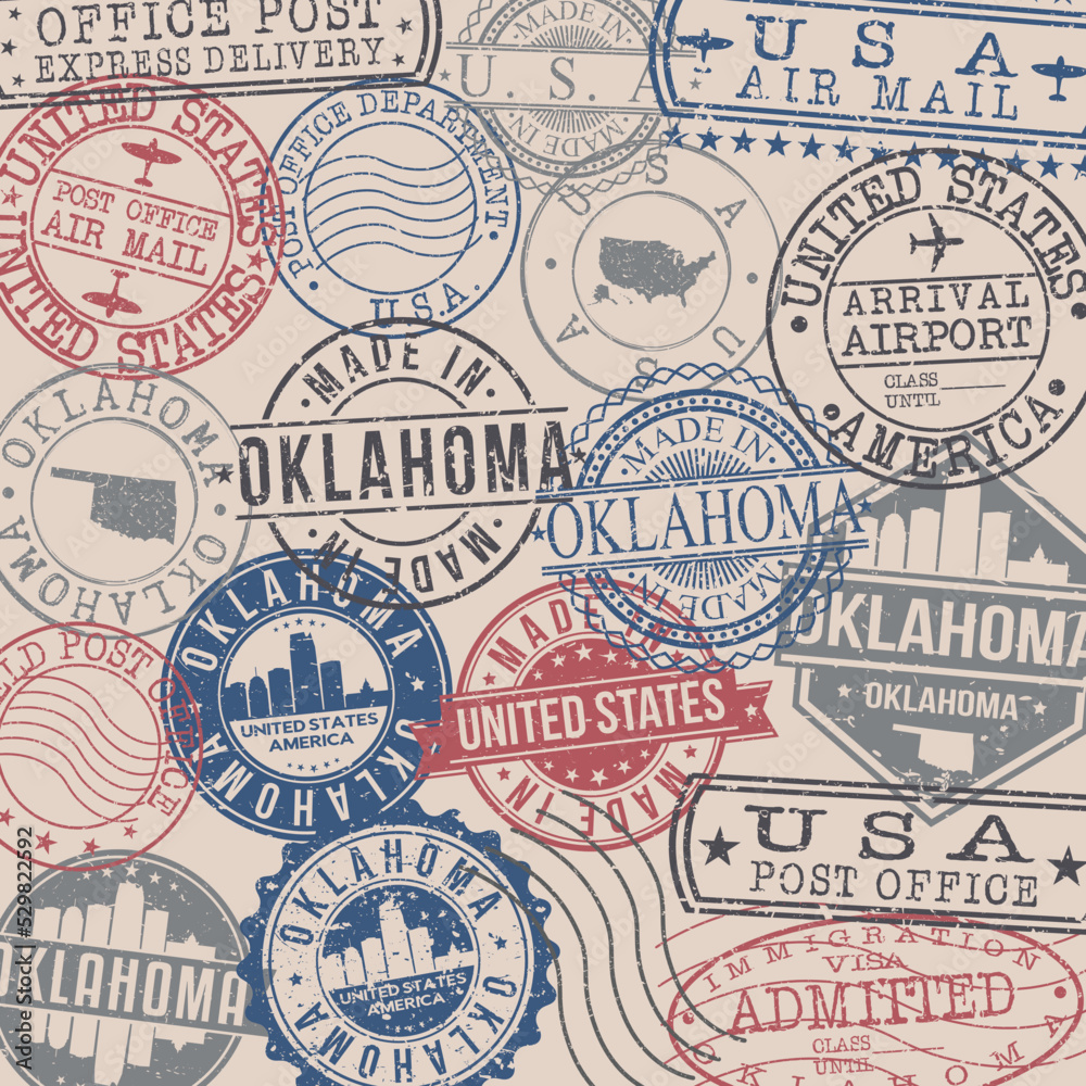 Oklahoma City, OK, USA Set of Stamps. Travel Stamp. Made In Product ...