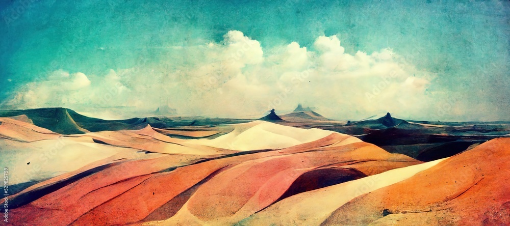 Sahara desert dunes, arid dry landscape. desolate, unexplored ...