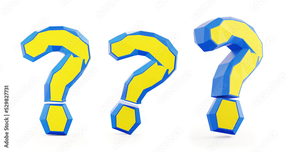 question mark symbols in the colours of the flag of Europe 3d ...