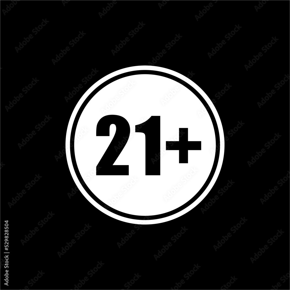 Sign of Adult Only Icon Symbol for Eighteen Plus (18+) and Twenty One ...