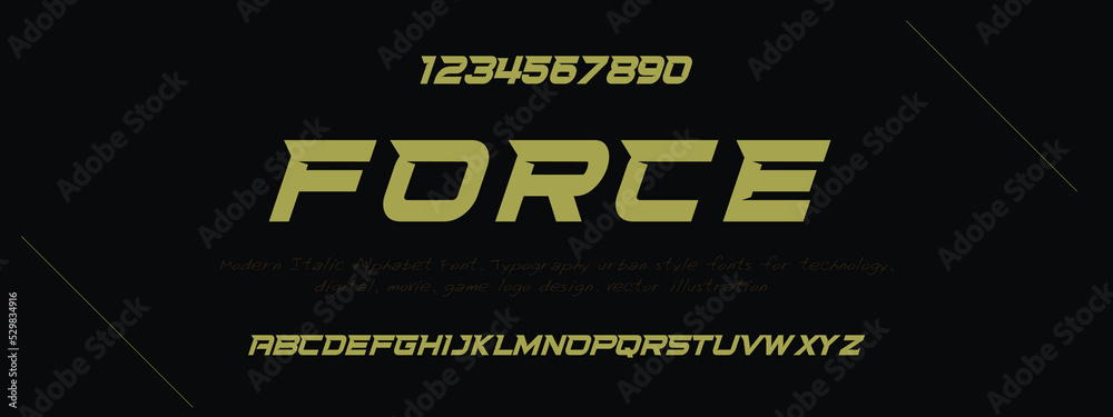 FORCE tech vector font typeface unique font design. Typeface urban ...