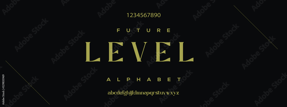 LEVEL Sports minimal tech font letter set. Luxury vector typeface for ...