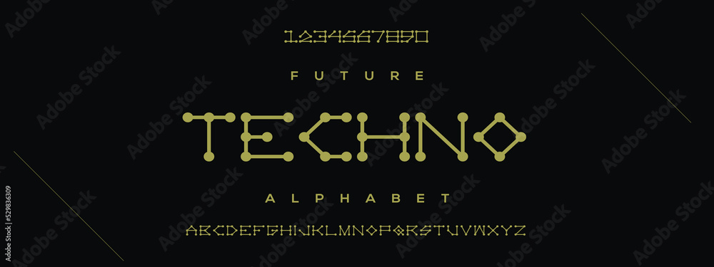 TECHNO Elegant luxury alphabet letters font and number. Classic ...