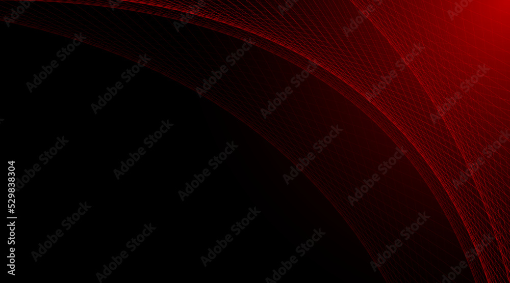 Abstract red shiny curve perspective grid background. Modern red glow ...
