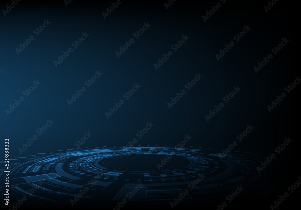 Abstract blue digital template design overlapping with geometric ...