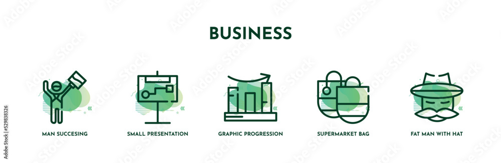 set of 5 thin line business icons. outline icons including man ...