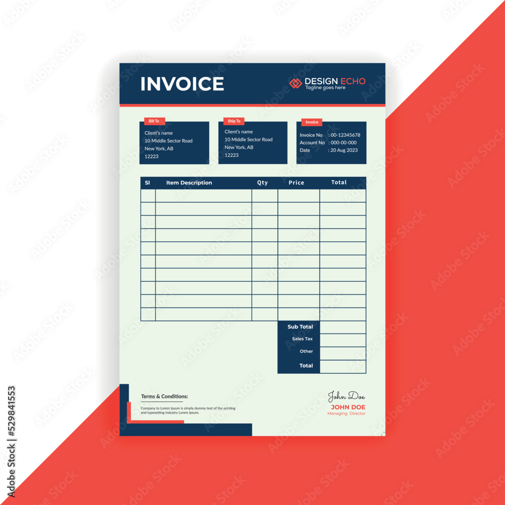 Business invoice Template - Clean Modern Corporate Invoice Design ...
