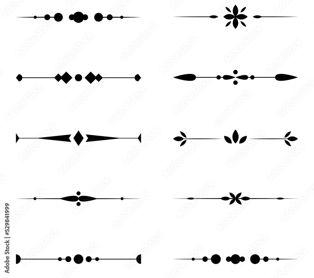 Calligraphy ornament line. Calligraphic text divider, border, separator ...