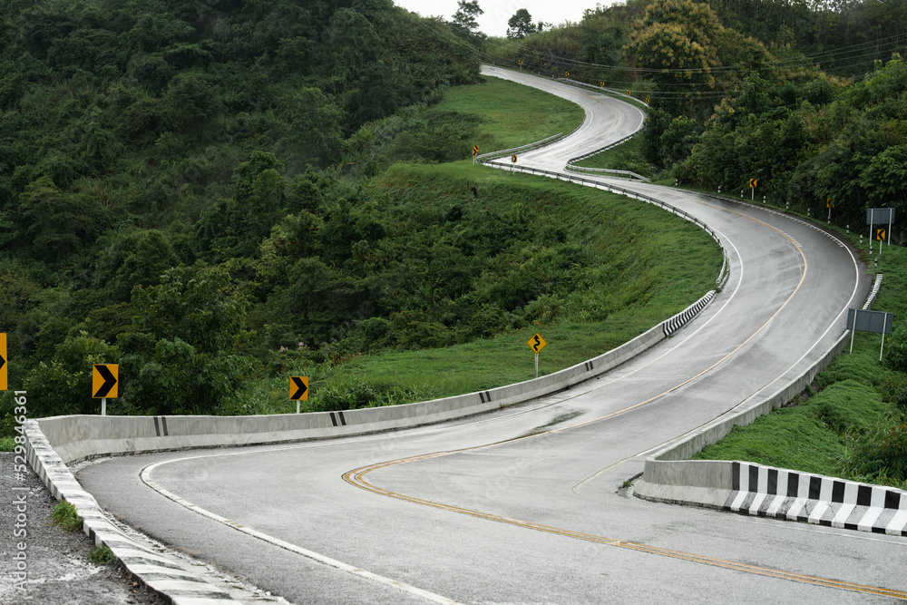 View of street number 3 The famous beautiful road in Nan province. In ...