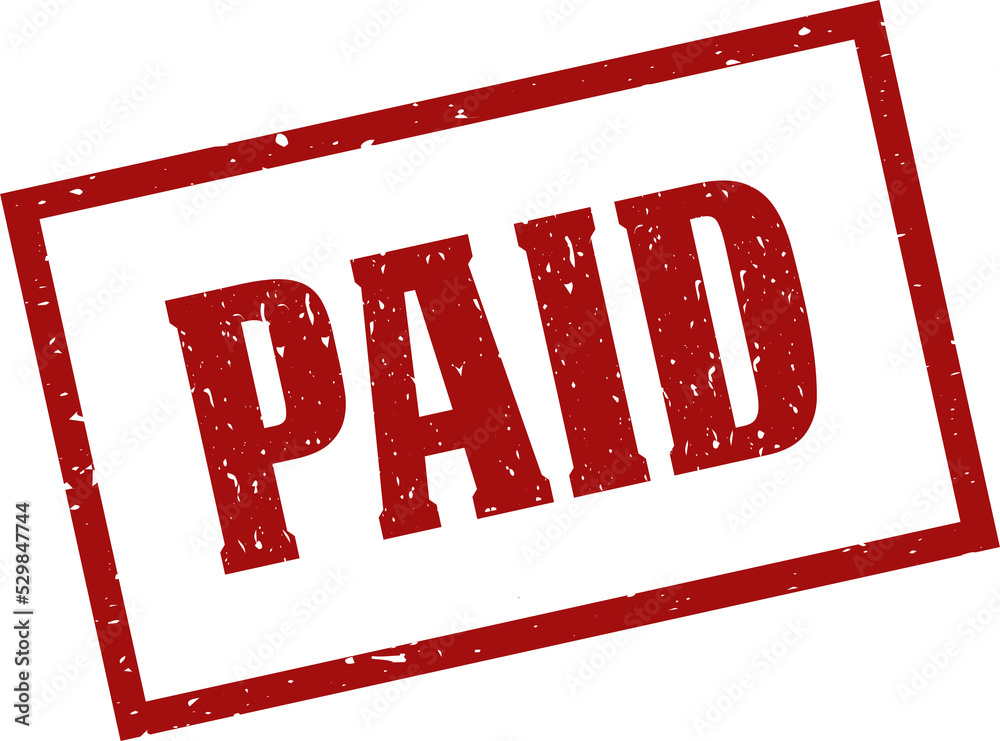 Paid red square grunge stamp, vector illustration Stock Illustration ...