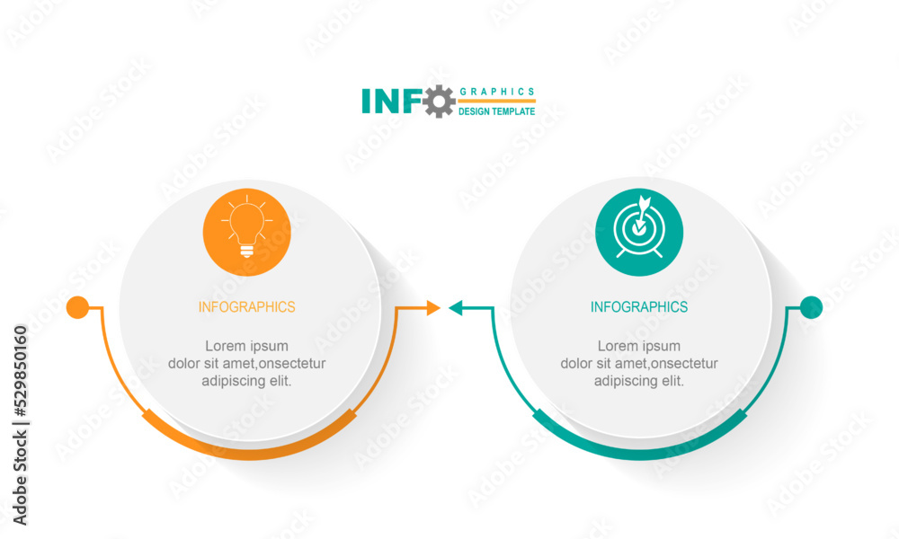 vector infographic circle design template with 2 option or steps. Stock ...