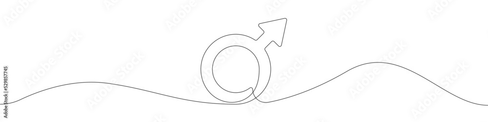 Male gender icon line continuous drawing vector. One line Male gender ...