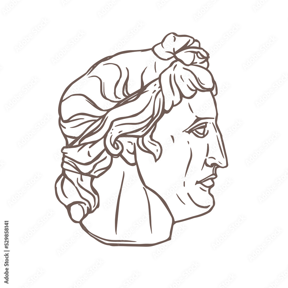Antique greek sculpture sketch vector illustration - line doodle man ...