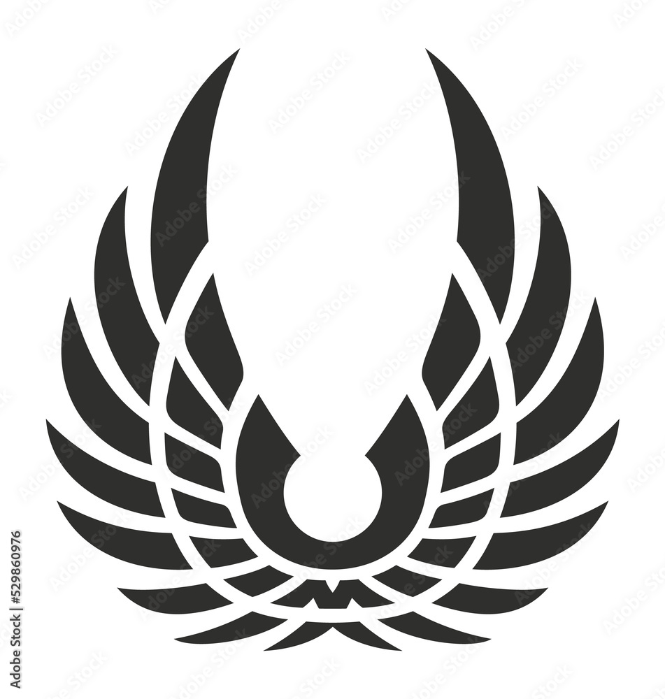 Phoenix wings logo. Vintage bird emblem. Winged badge ilustração do ...