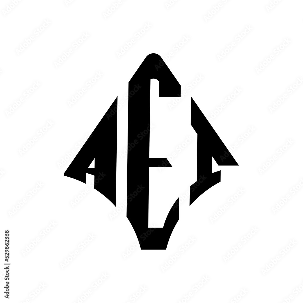 AEI letter logo design. AEI modern letter logo with black background ...