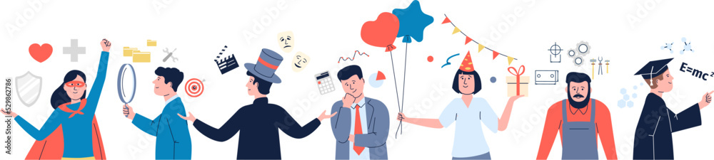 Various personality thinking young adults characters. Mbti types ...