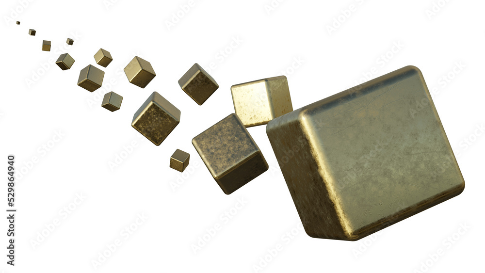 Golden cubes floating in transparent backgroud. PNG image with ...