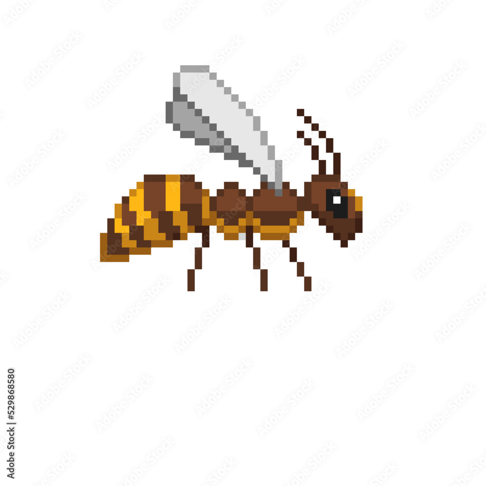 An 8-bit retro-styled pixel-art illustration of a right-facing cartoon ...