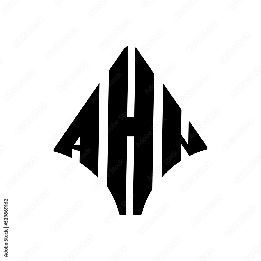 AHN letter logo design. AHN modern letter logo with black background ...