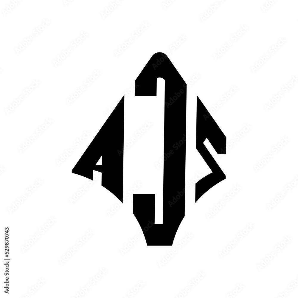 AJS letter logo design. AJS modern letter logo with black background ...