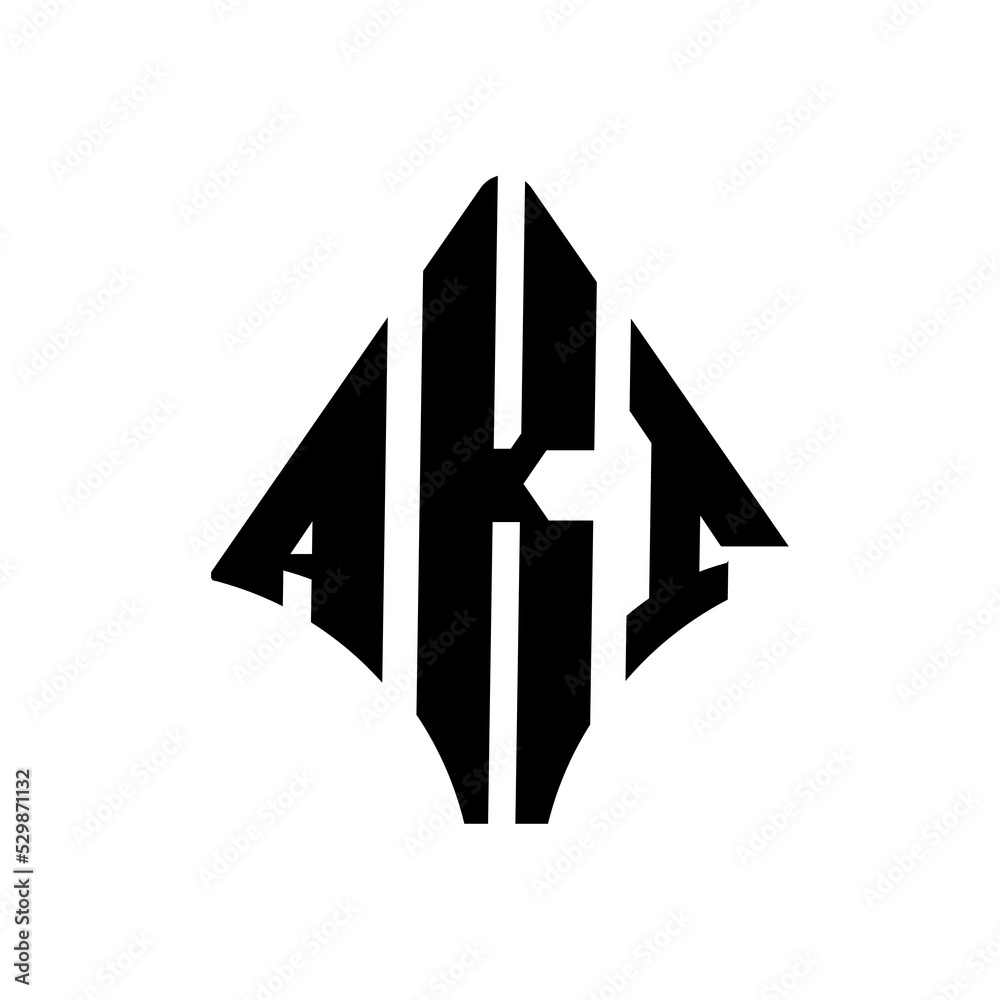 AKI letter logo design. AKI modern letter logo with black background ...