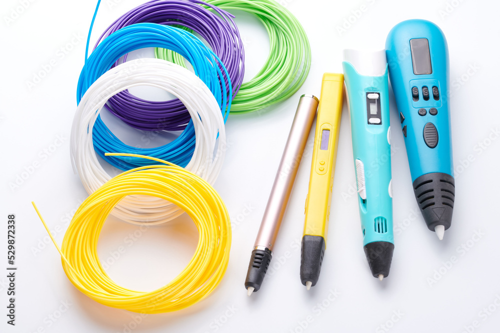 3d pen for creating volume plastic figures isolated on white background ...