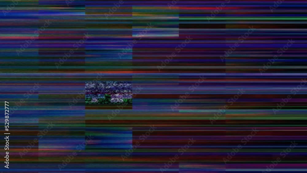 Broken screen animation video with lines and no signal with glitch ...