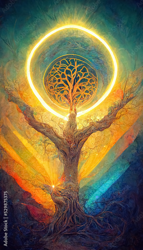 Beautiful tree of life, sacred symbol. Individuality, prosperity and ...
