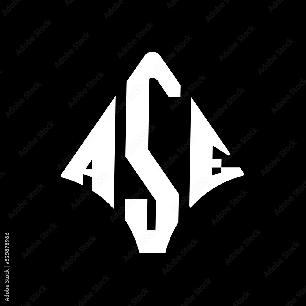 ASE letter logo design. ASE modern letter logo with black background ...
