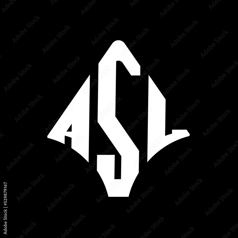 ASL letter logo design. ASL modern letter logo with black background ...