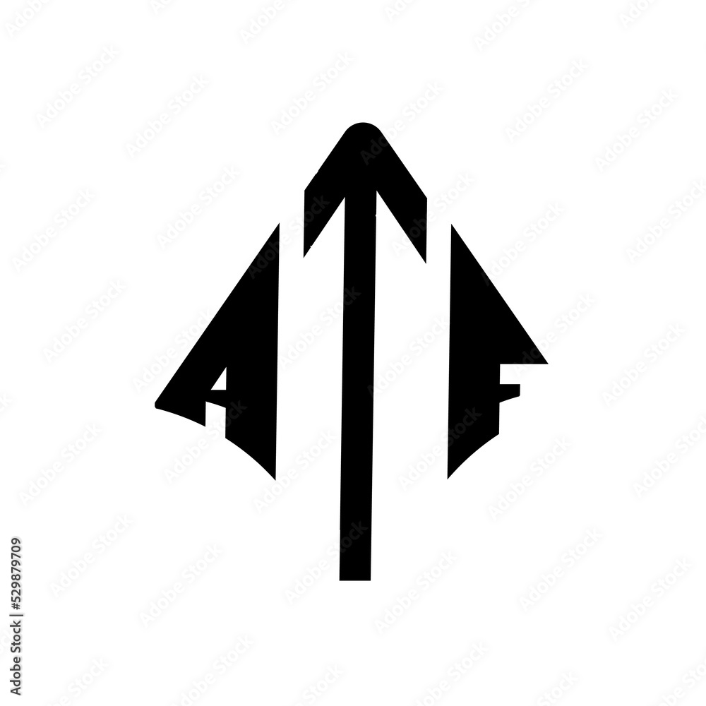 ATF letter logo design. ATF modern letter logo with black background ...