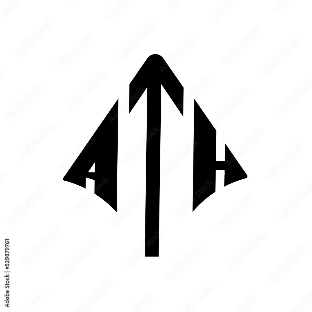 ATH letter logo design. ATH modern letter logo with black background ...