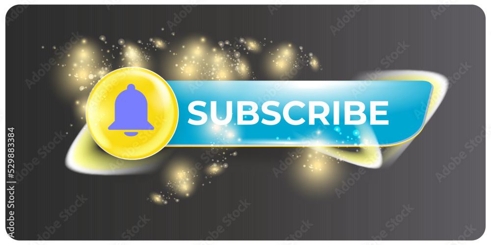 Vector subscribe now horizontal banner with ring bell and button on ...