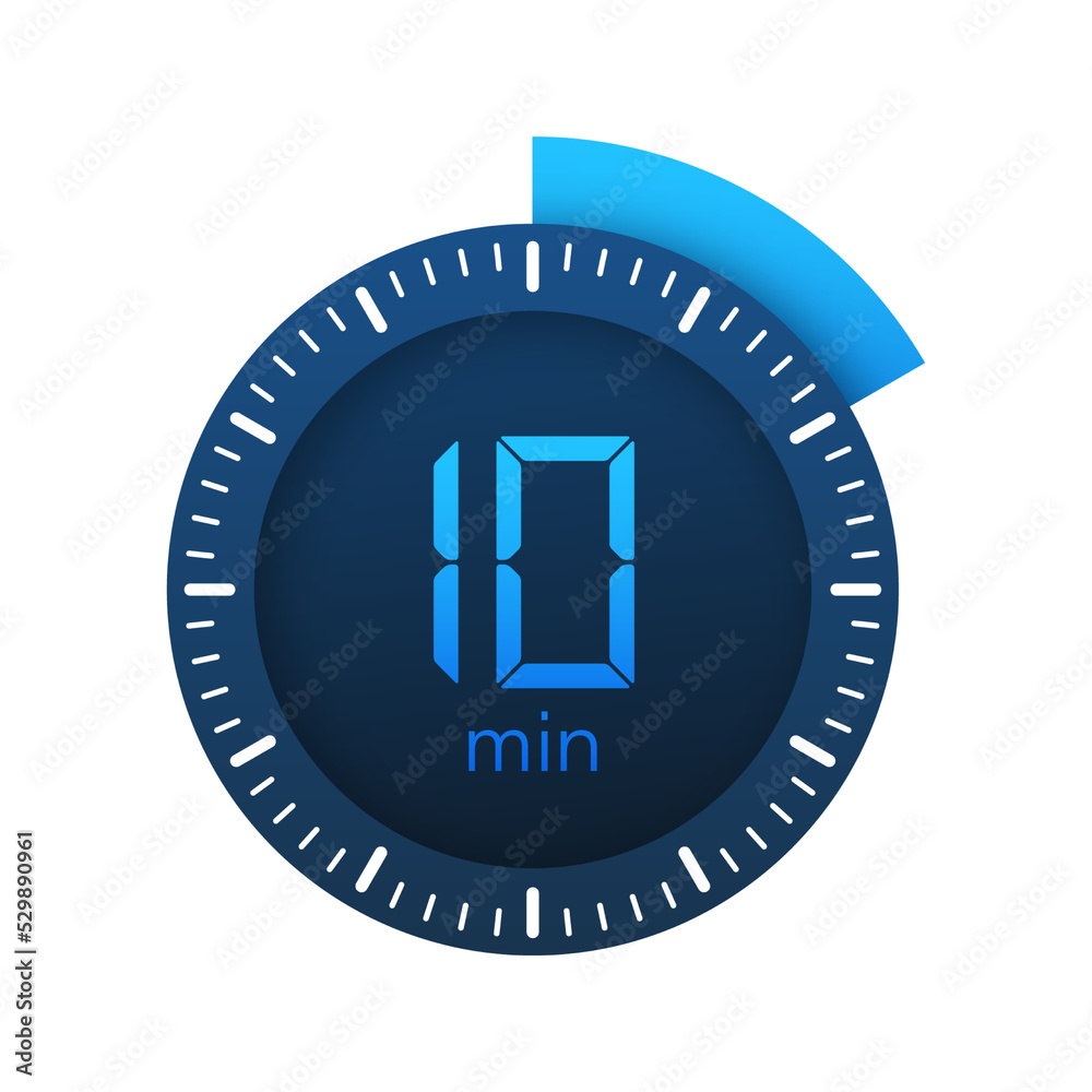 The 10 minutes, stopwatch vector icon. Stopwatch icon in flat style on ...
