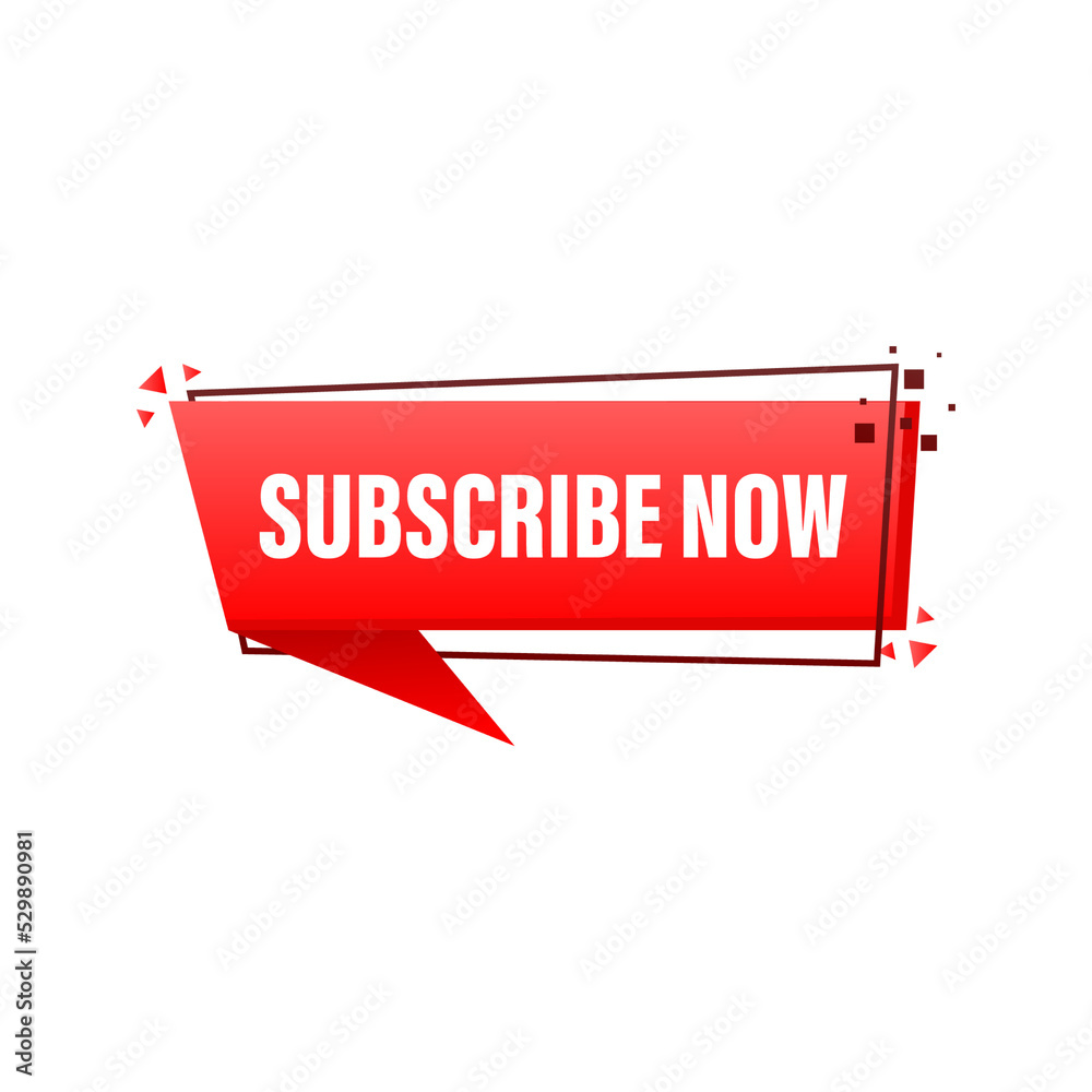 Red rounded subscribe button on white background. Vector illustration ...