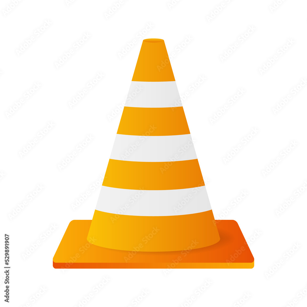 Traffic cone. Danger symbol. Warning attention sign. Work safety. Stock ...