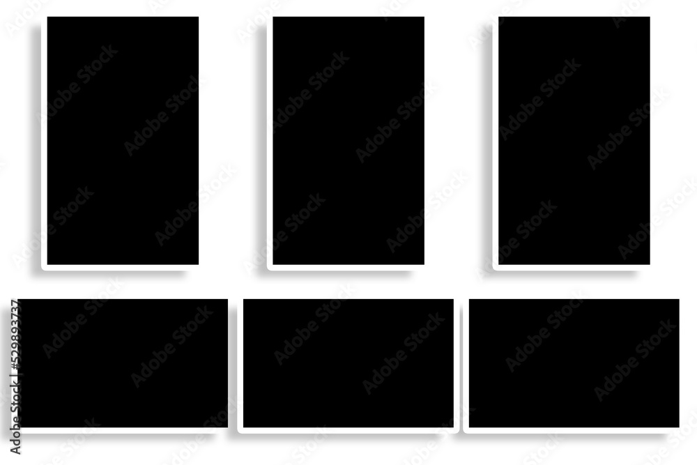 6 Rectangle photo frames in black & white color & a cool simple layout ...