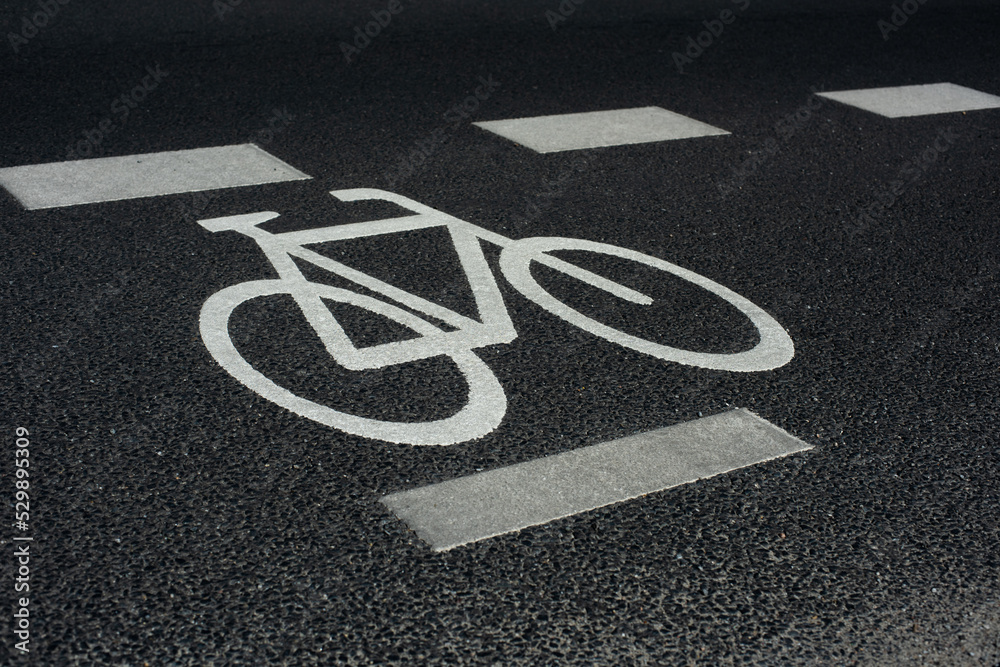 bicycle icon road marking on bike lane Stock Photo | Adobe Stock