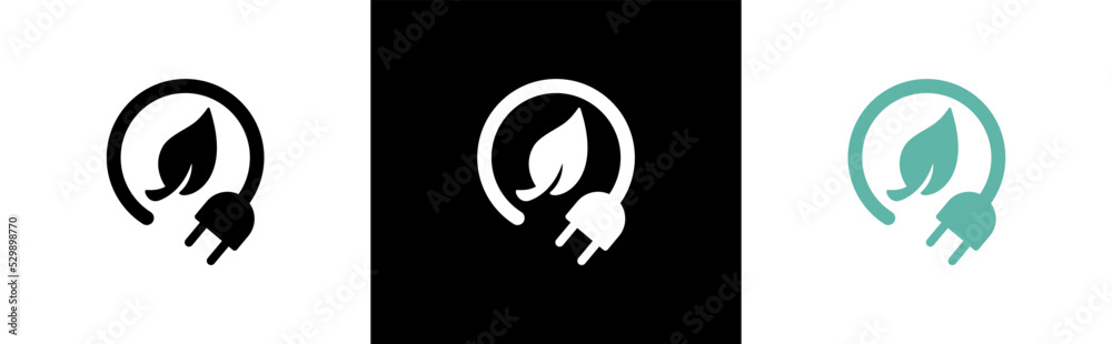 Renewable green energy saving icon. Economical power icon symbol sign ...