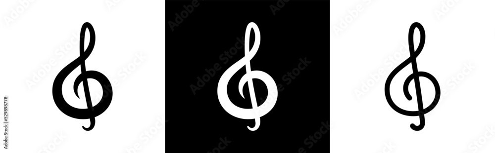 Treble clef icon. Music notes symbol signs, vector illustration Stock ...