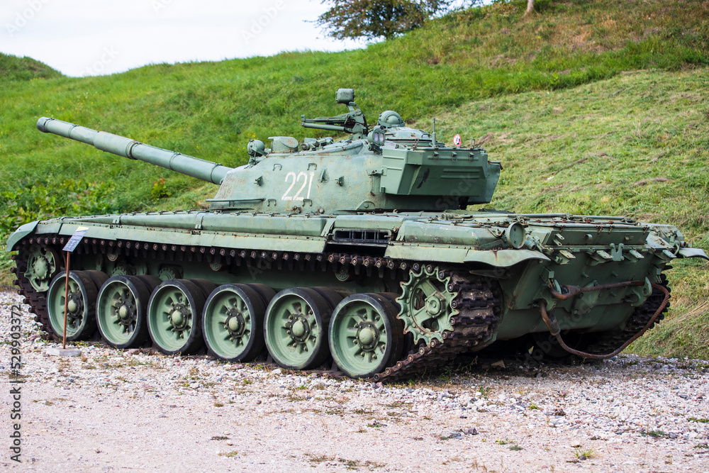 Kaunas Lithuania 2022-09-09 T72m1 Soviet heavy main battle tank Stock ...