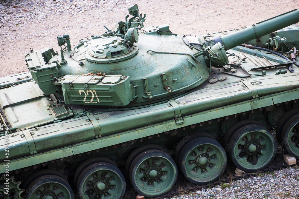 Kaunas Lithuania 2022-09-09 T72m1 Soviet heavy main battle tank Stock ...