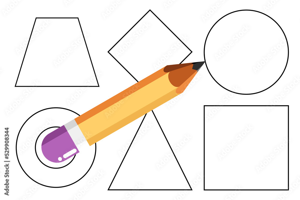 School geometry illustration. Occupation children, drawing basic ...
