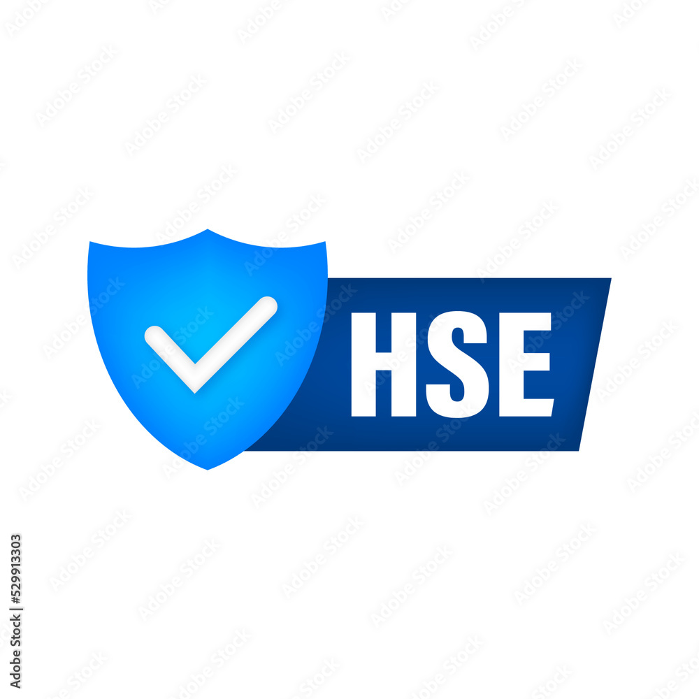 HSE label. Health, Safety, Environment. Icon design. Work safety Poster ...
