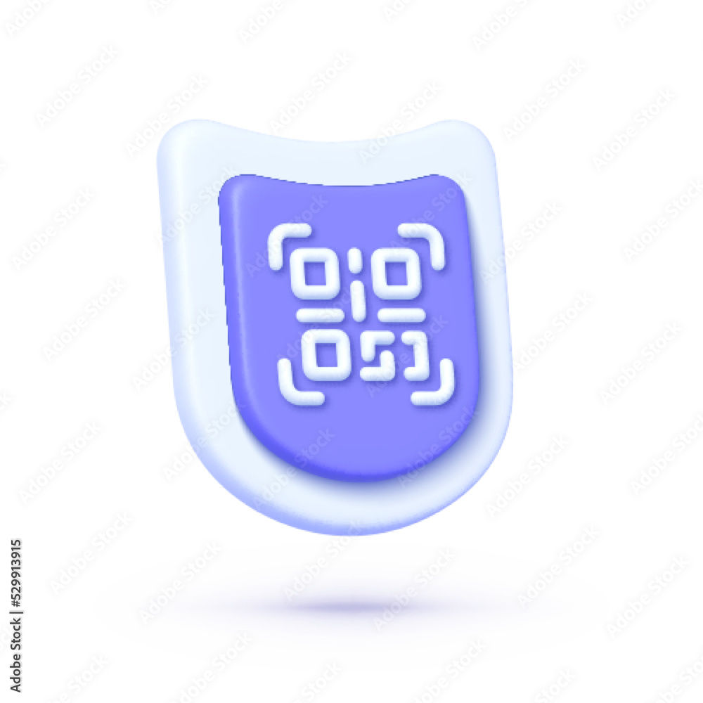 Qr code 3d shield, great design for any purposes. 3d vector render ...
