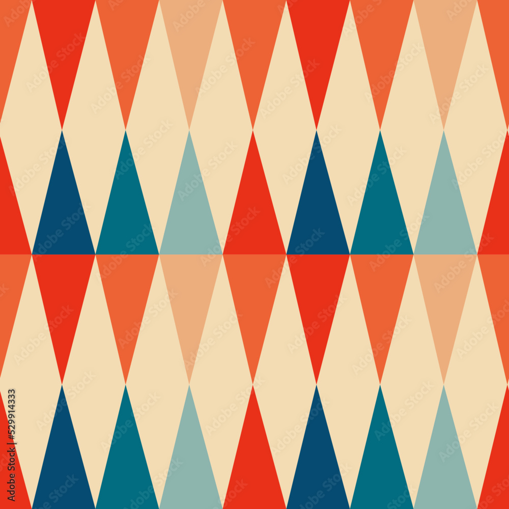 Seamless Groovy aestethic pattern with triangles in the style of the ...