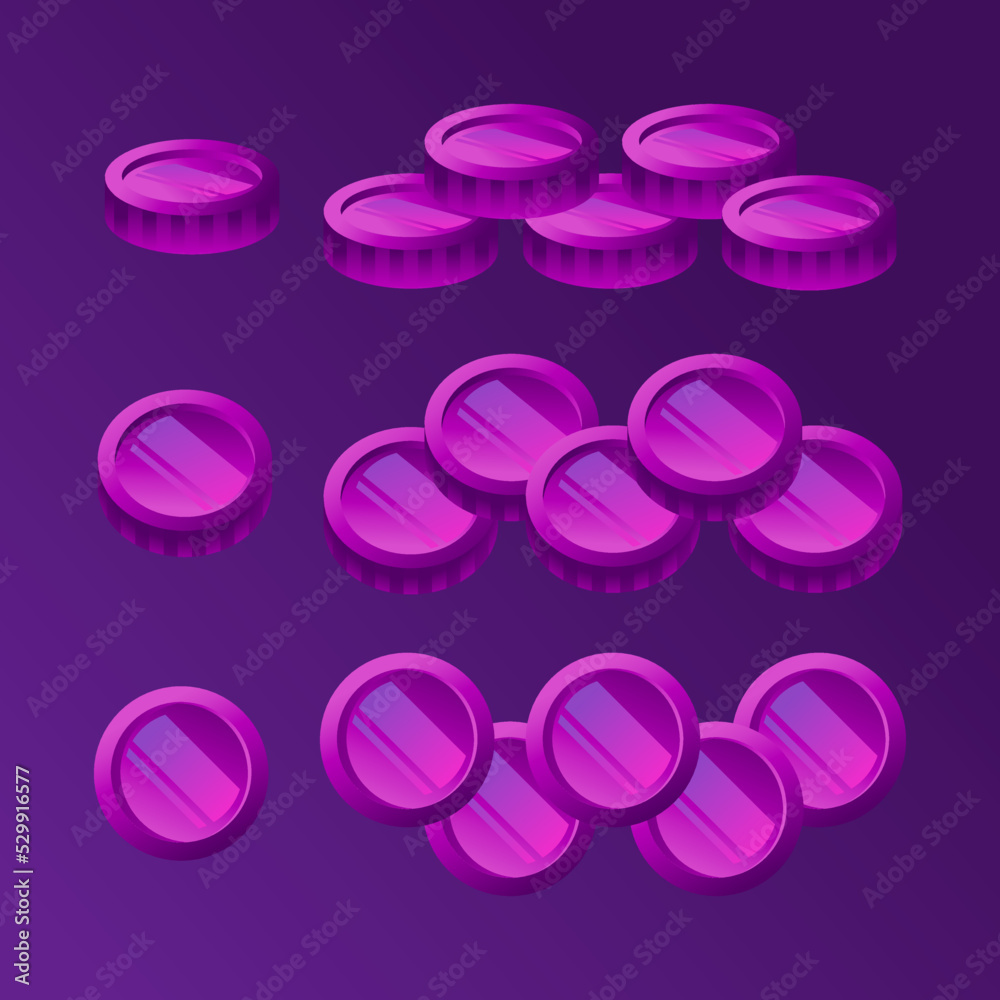 Vector isometric money illustration. Flat cartoon coins. Stock Vector ...