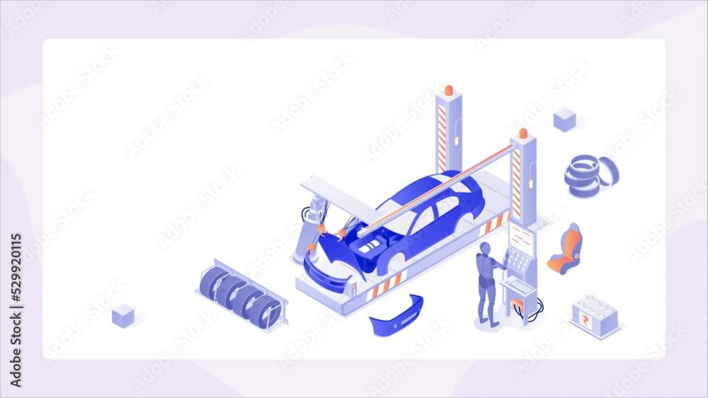 Car production industry video concept. Automated conveyor or production ...